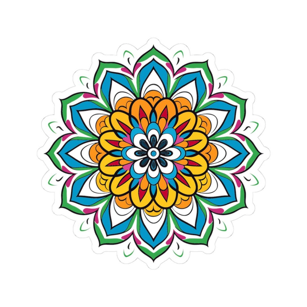 Colorflow | Vibrant Mandala Sticker | Colorful Boho Sacred Geometry Art ...