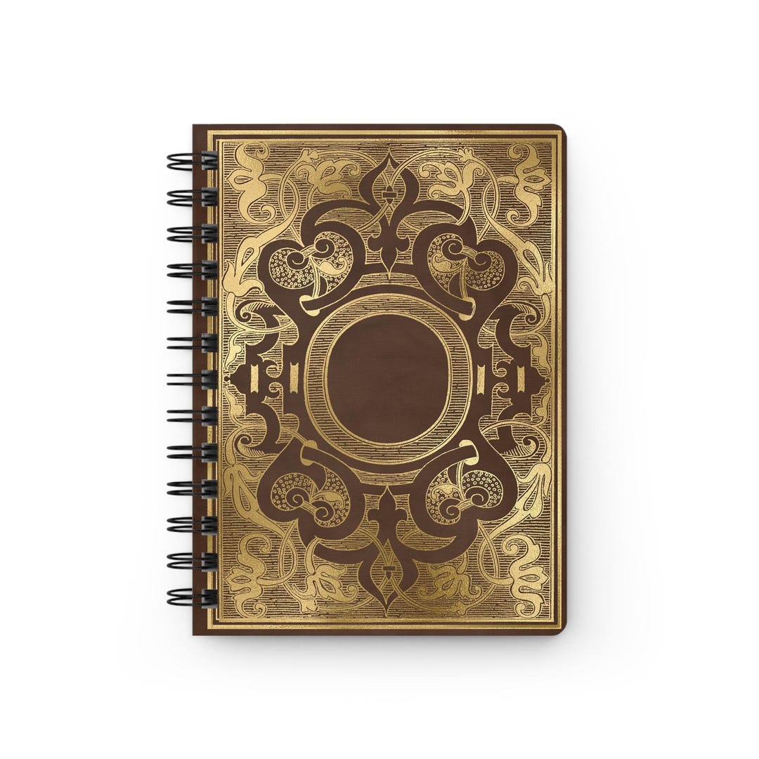 Vintage Brown Spiral-bound Journal | 5x7 Ornate Notebook | 150 Lined ...
