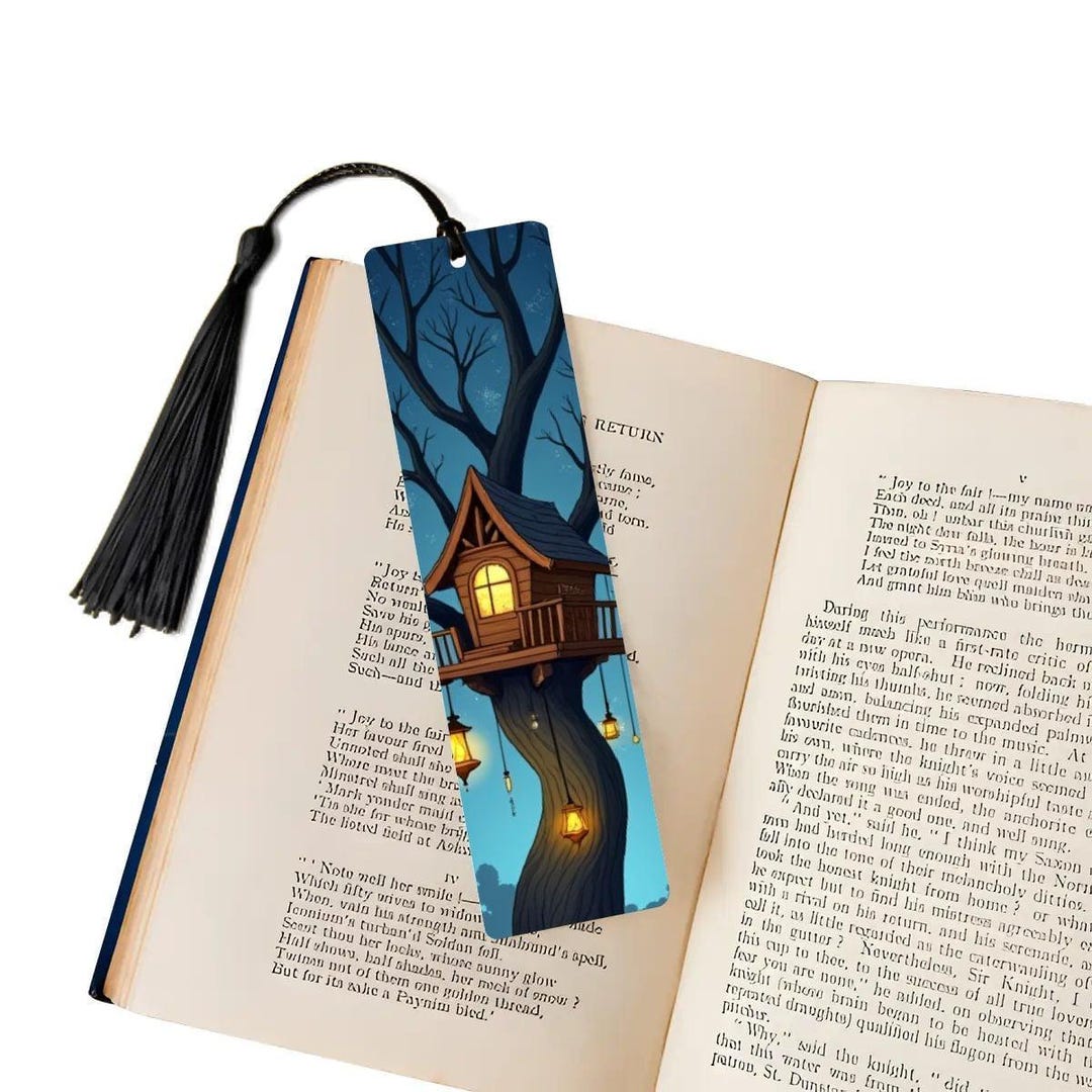 Colorflow | Midnight Treehouse Metal Bookmark Cozy Lantern Night ...