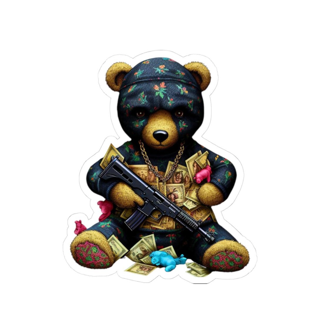 Gangsta Teddy Bear Sticker: Edgy Street Art Kiss Cut Decal - Etsy