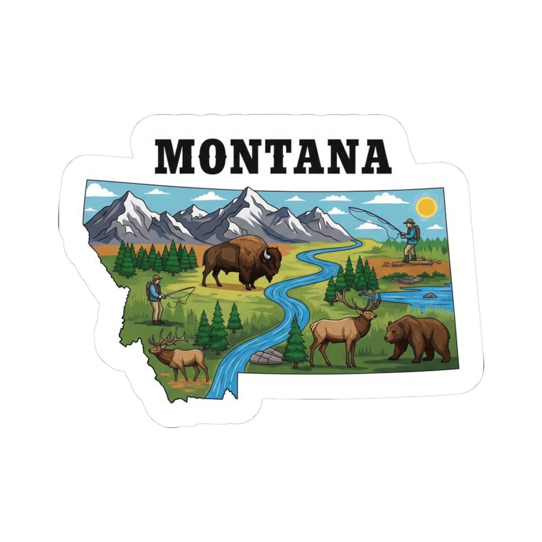 Montana Vinyl Sticker | Big Sky Bison, Wildlife Art - Etsy