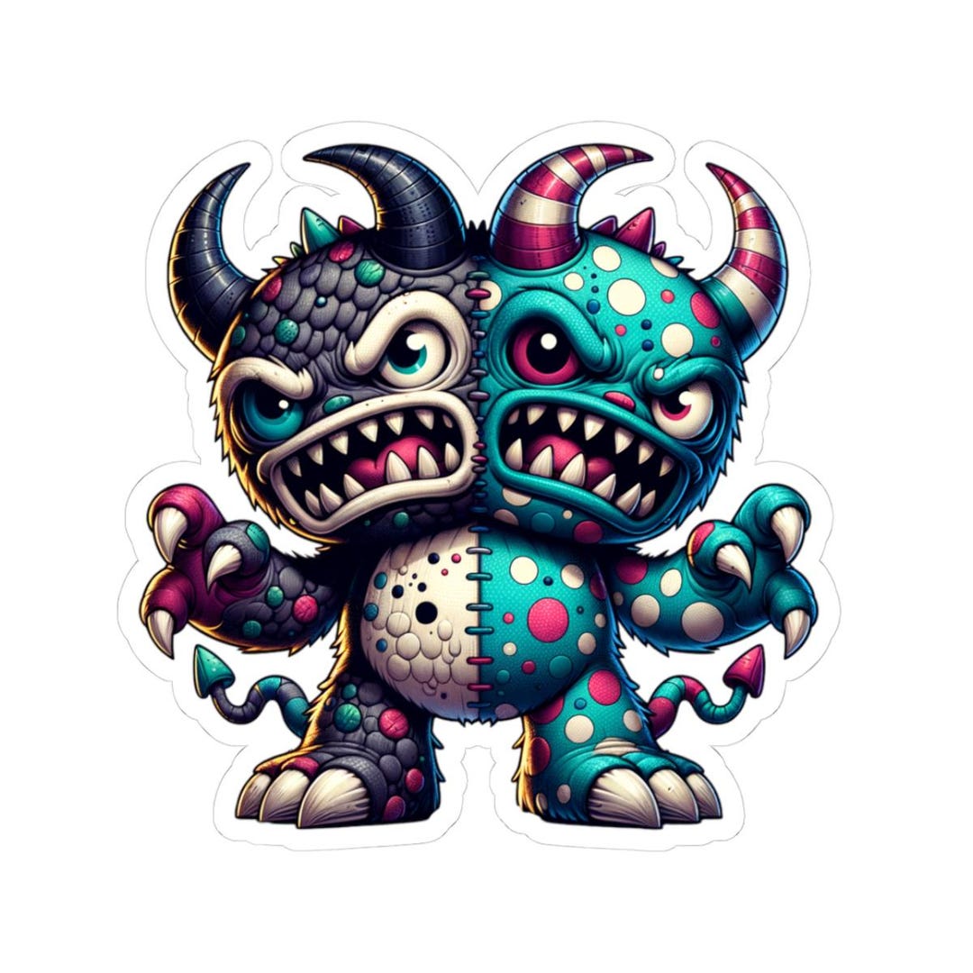 Two-headed Monster Vinyl Sticker: Waterproof Art Decal for Laptop ...