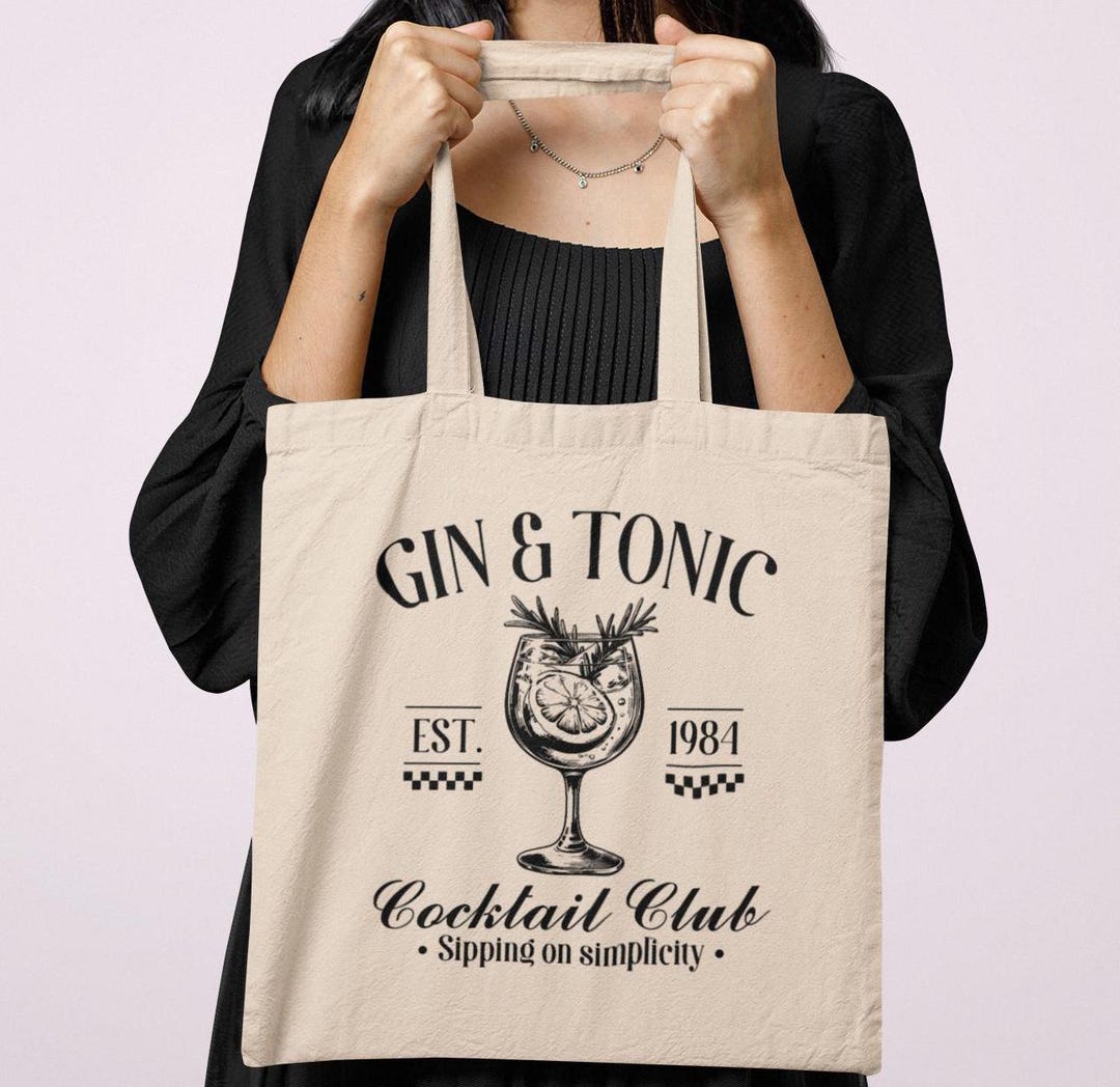 Gin and Tonic Tote Bag, Gin and Tonic Social Club Bag, Gin and Tonic ...