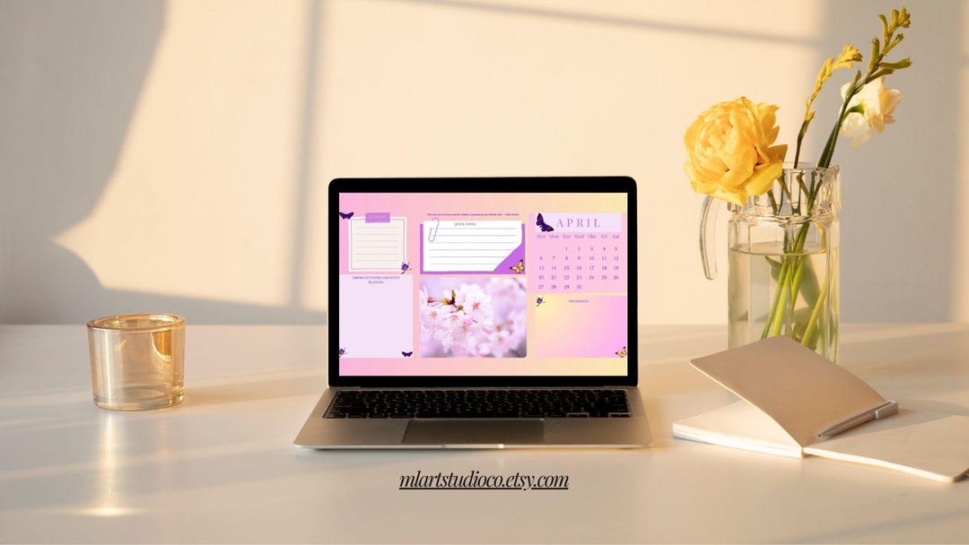 April Monthly Calendar Printable – Butterfly Desk Calendar, To-do List ...