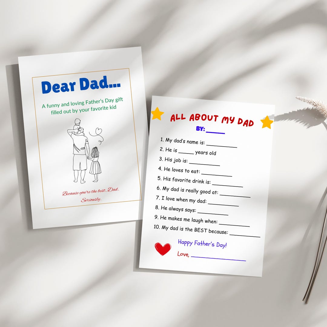 All About My Dad Printable Funny Fathers Day Questionnaire for Kids ...
