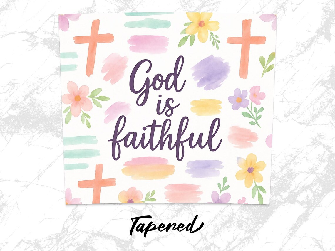 God is Faithful Christian PNG, Watercolor Floral Cross Sublimation ...