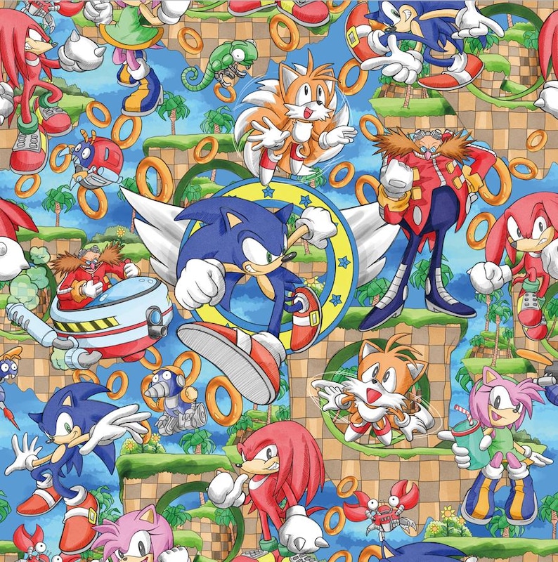 Sonic the Hedgehog Fabric Classic Game Cotton Fabric Game Fabric ...