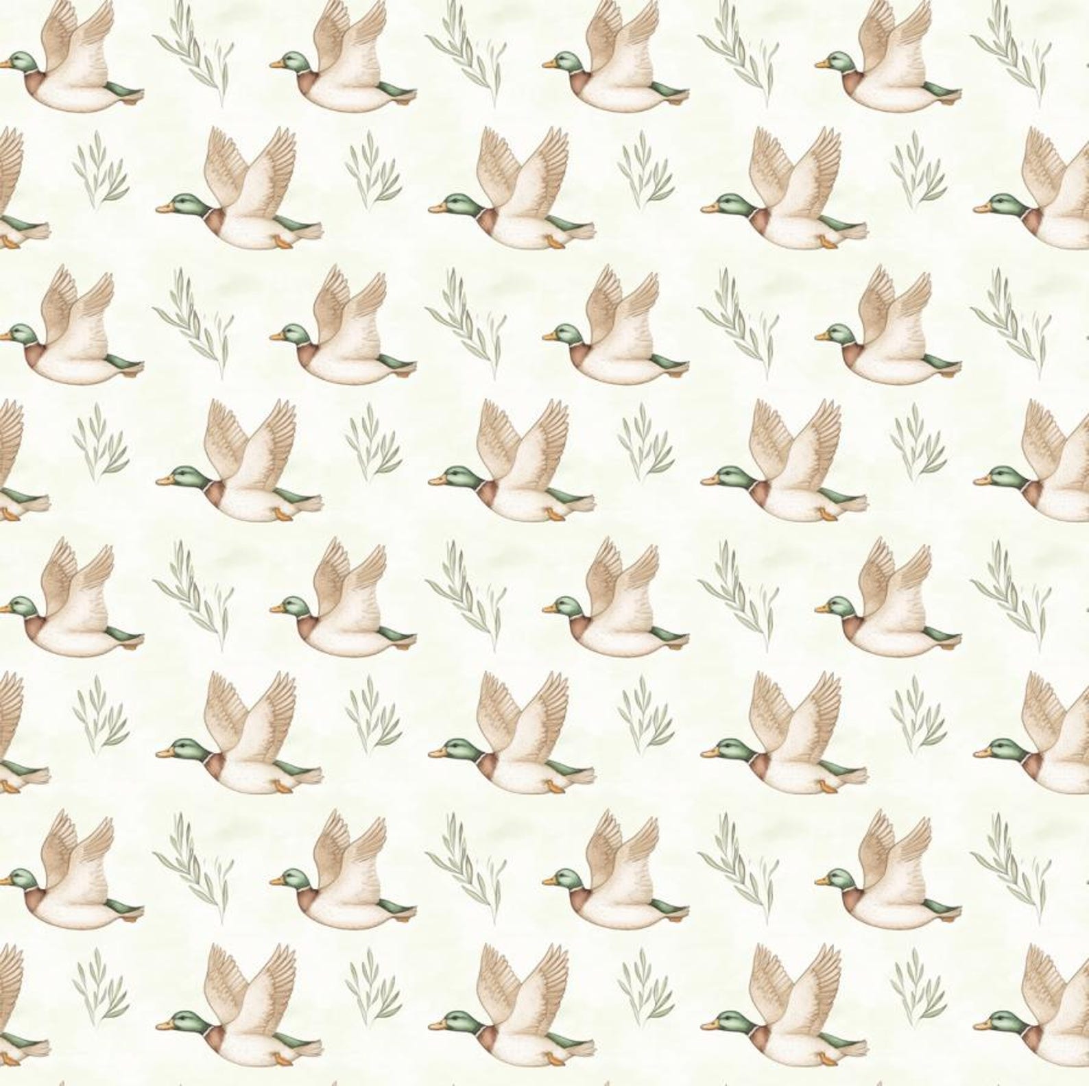 Mallard Duck Fabric Mallards Fabric Cute Ducks Fabric Cartoon Cotton ...