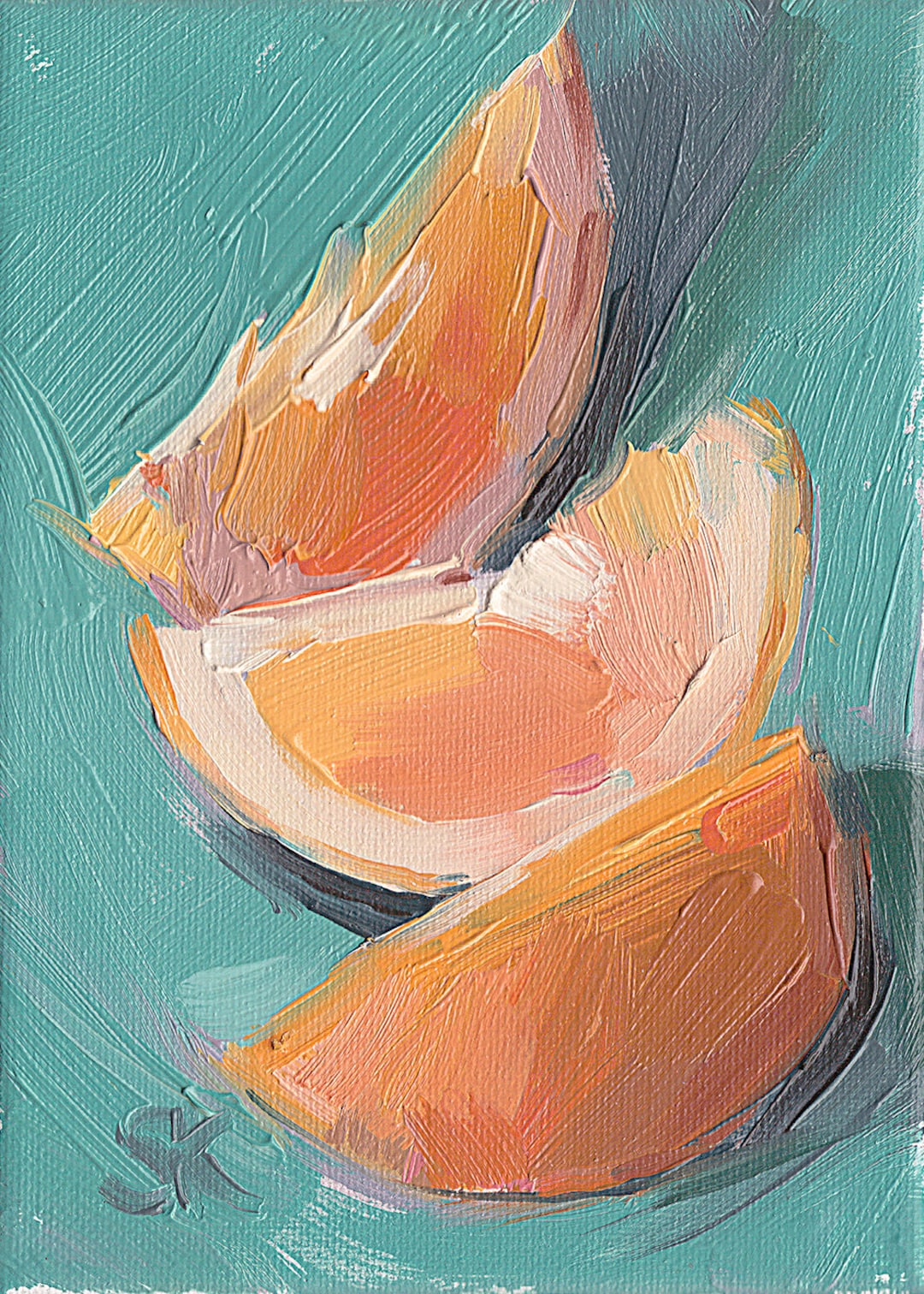 Grapefruit Oil Painting • Giclée Print • 5x7 • ”grapefruit Slice” - Etsy