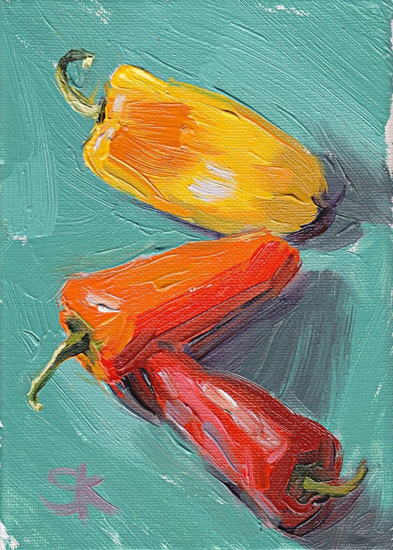 Pepper Oil Painting • Giclée Print • 5x7 • “getting Warmer” - Etsy