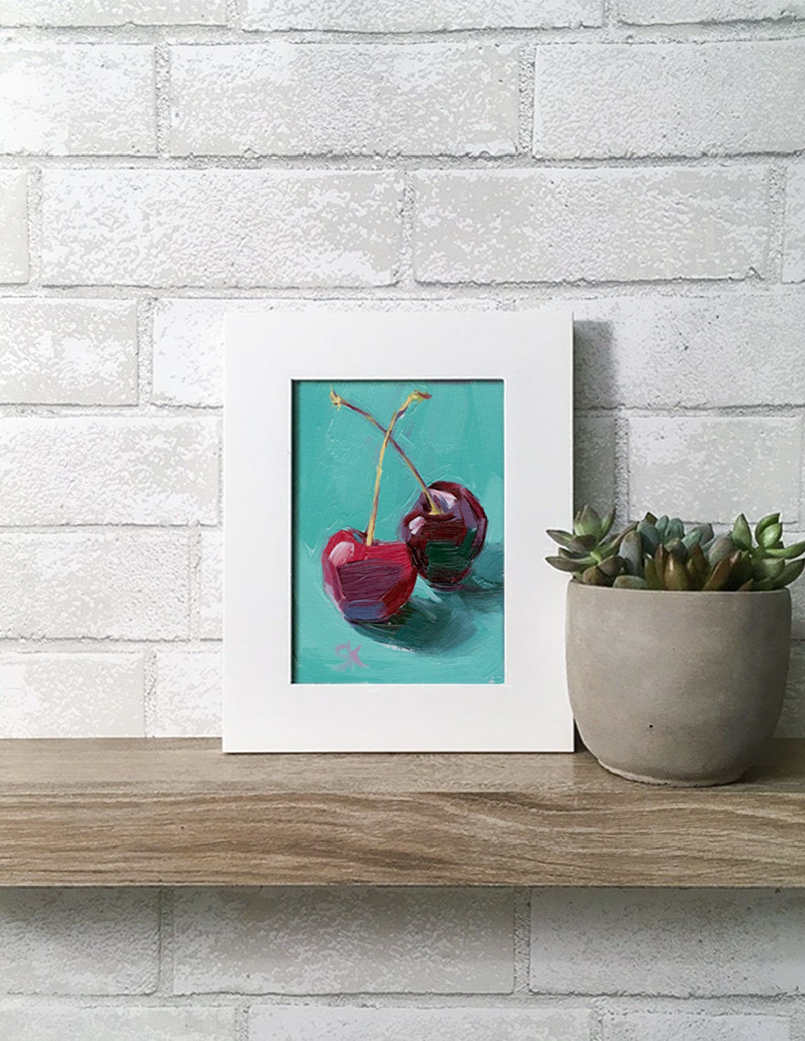 Cherry Oil Painting • Giclée Print • 5x7 • “cherry Kiss” - Etsy