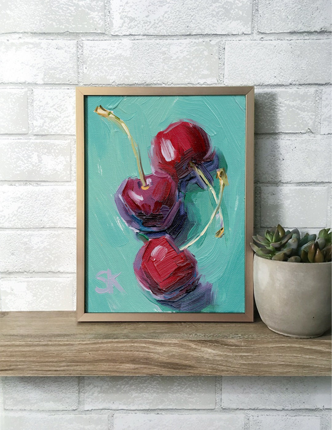 Cherry Oil Painting • Giclée Print • 8.5x11.875 • “cherry Bomb” - Etsy