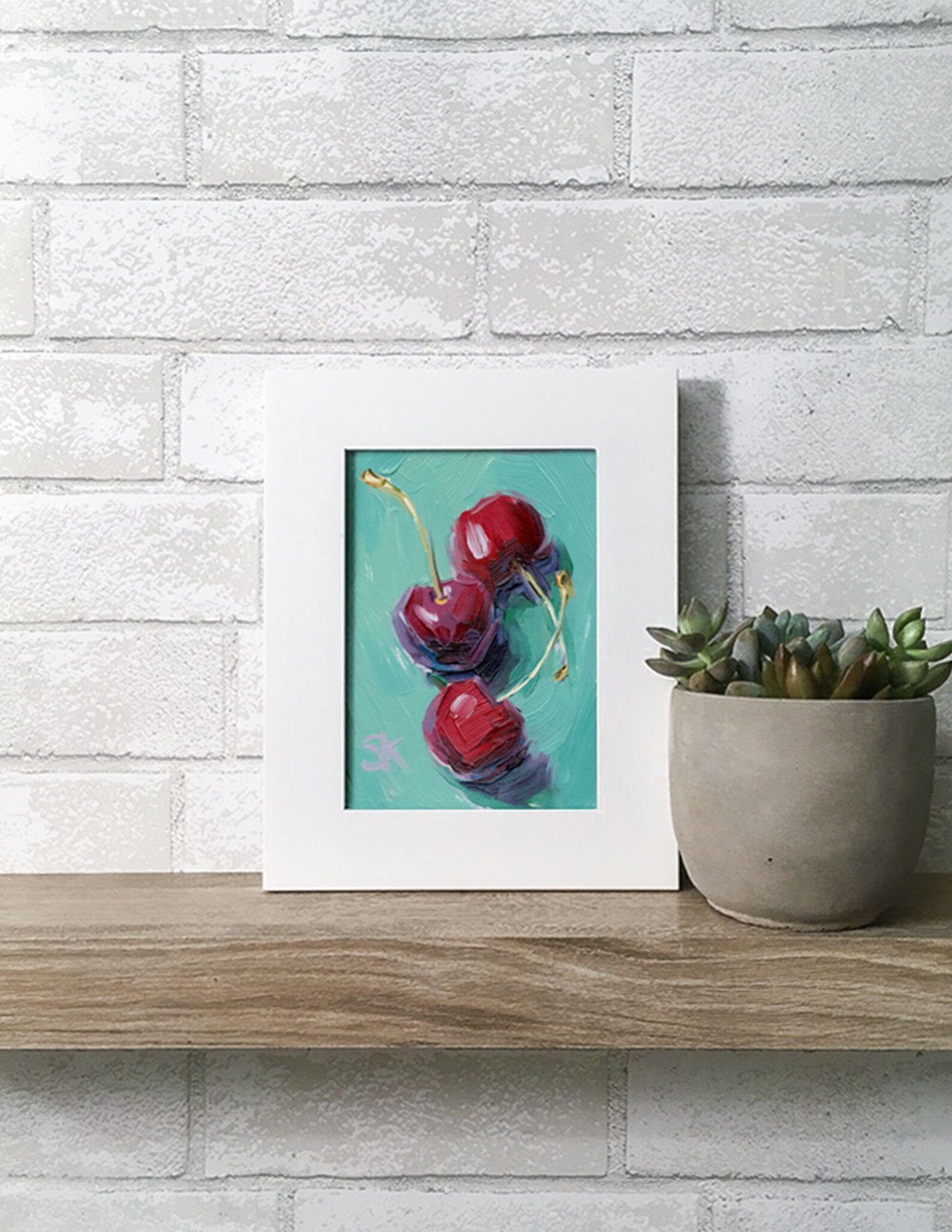Cherries Oil Painting • Giclée Print • 5x7 • “cherry Bomb” - Etsy
