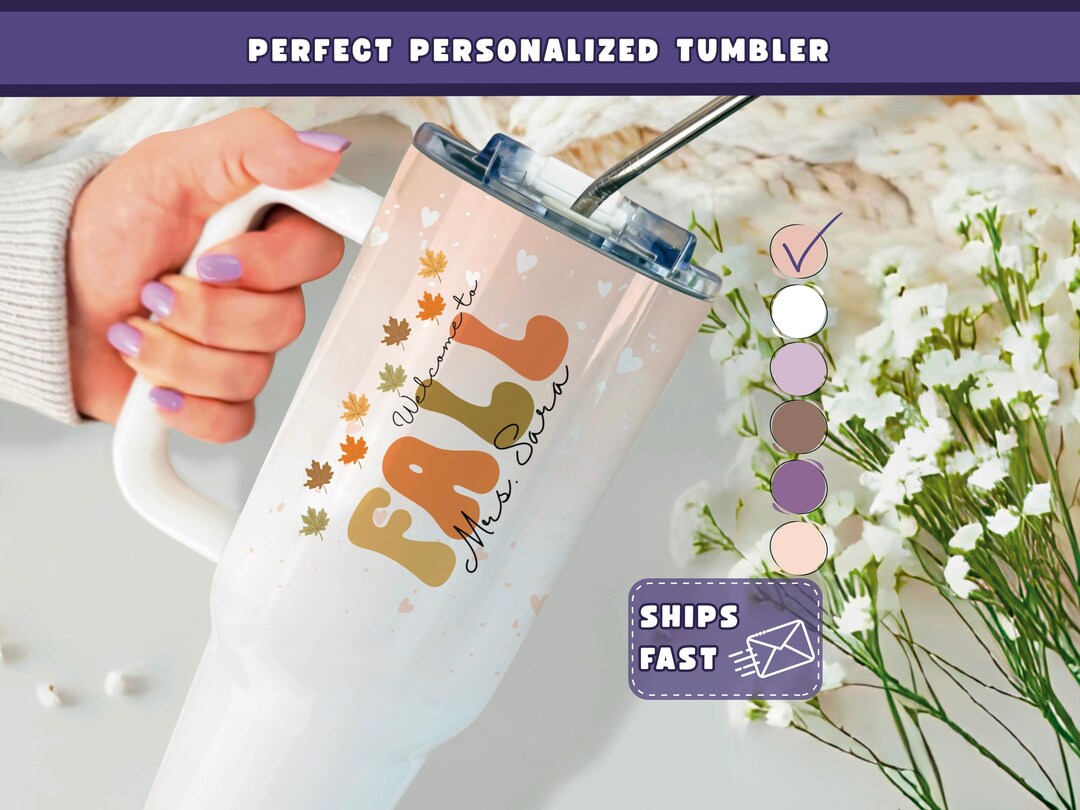 Festive Fall Lovers Coffee Cup, Custom Fall Themed 40oz Tumbler With ...