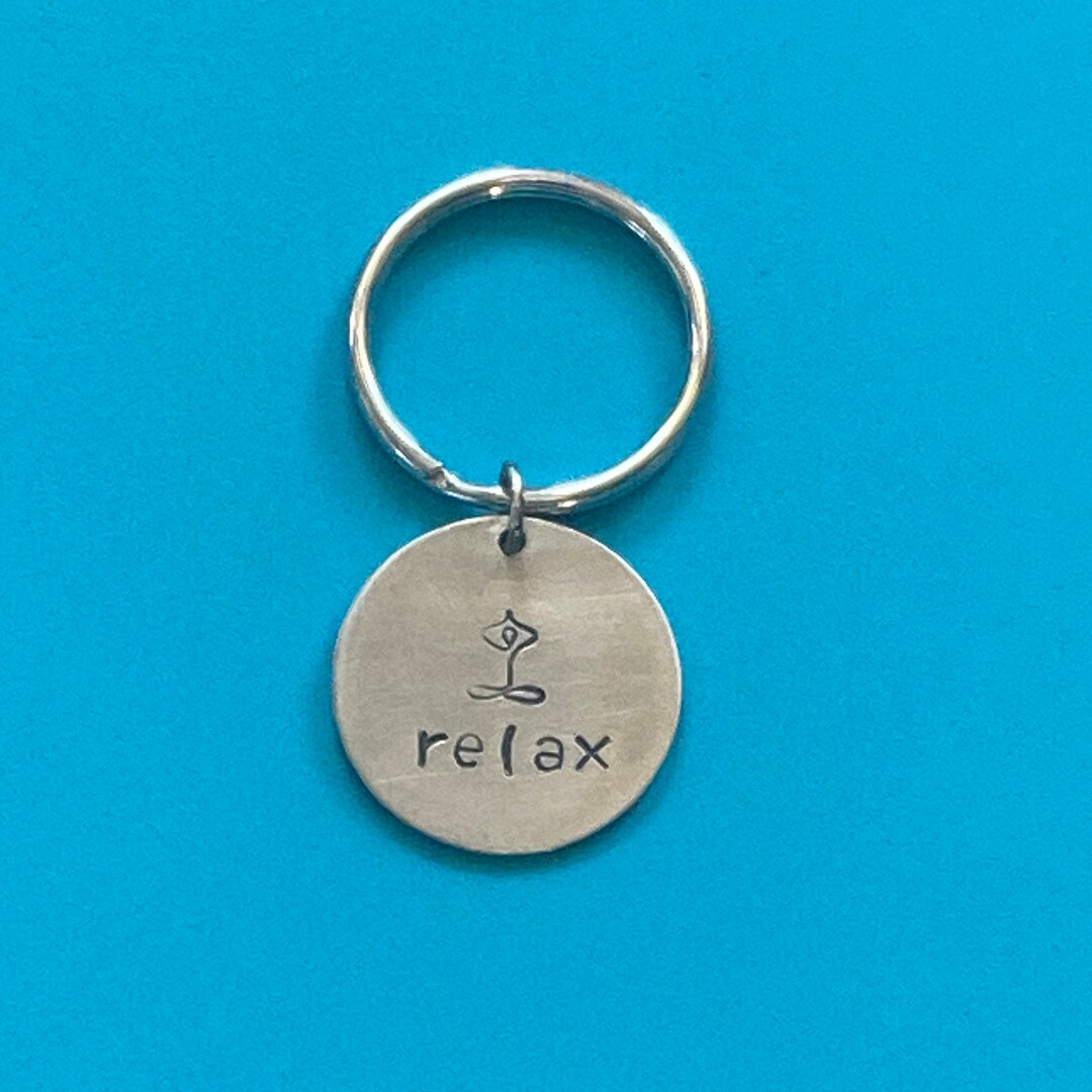 Hand Stamped Yoga Keychain/ Alkemé Yoga Keychain/ Yogi Keyring ...