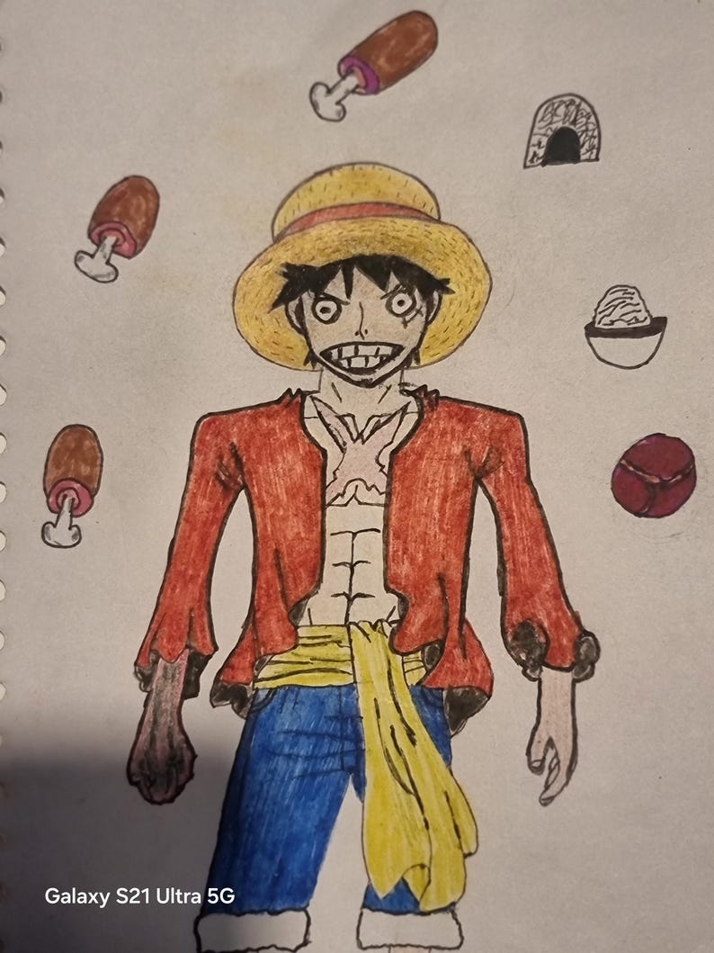 One Piece Monkey-d-luffy Hand Drawn in His Gear 5 Nika Model - Etsy