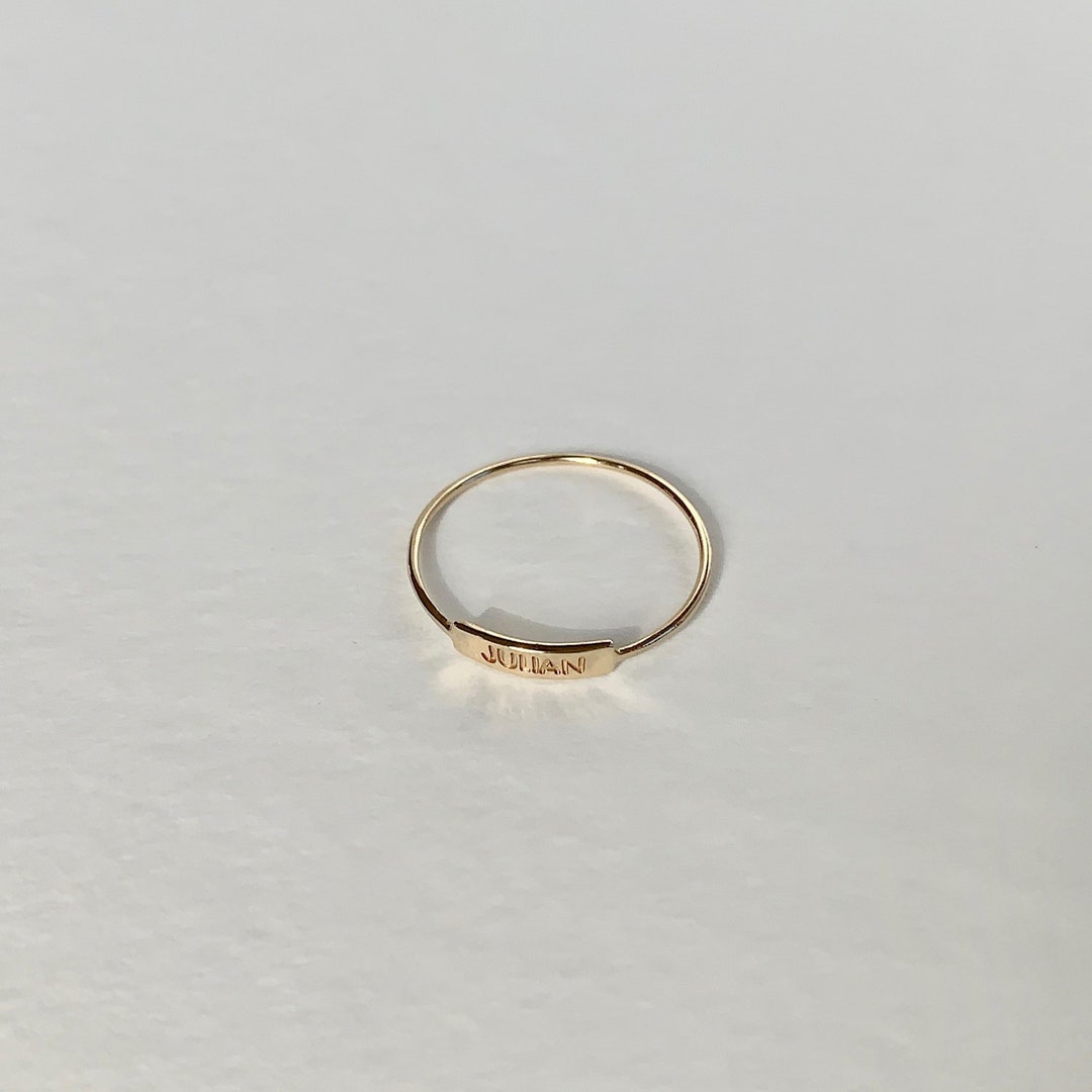 Nameplate Ring ~ 14K Solid YELLOW Gold • Personalized Real Gold Ring ...