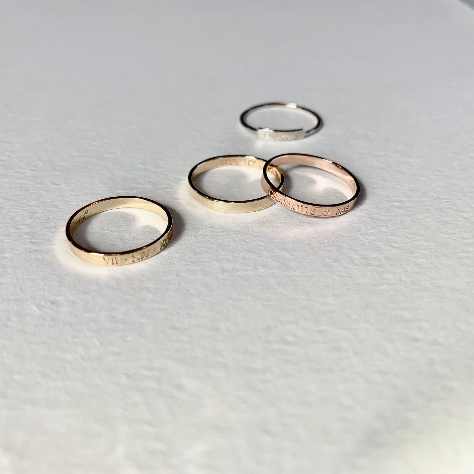 Personalized Stacking Ring 14k Solid YELLOW Gold Custom Ring - Etsy