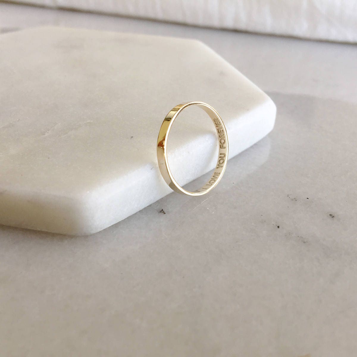 Personalized stacking ring 14k solid yellow gold custom ring | Etsy