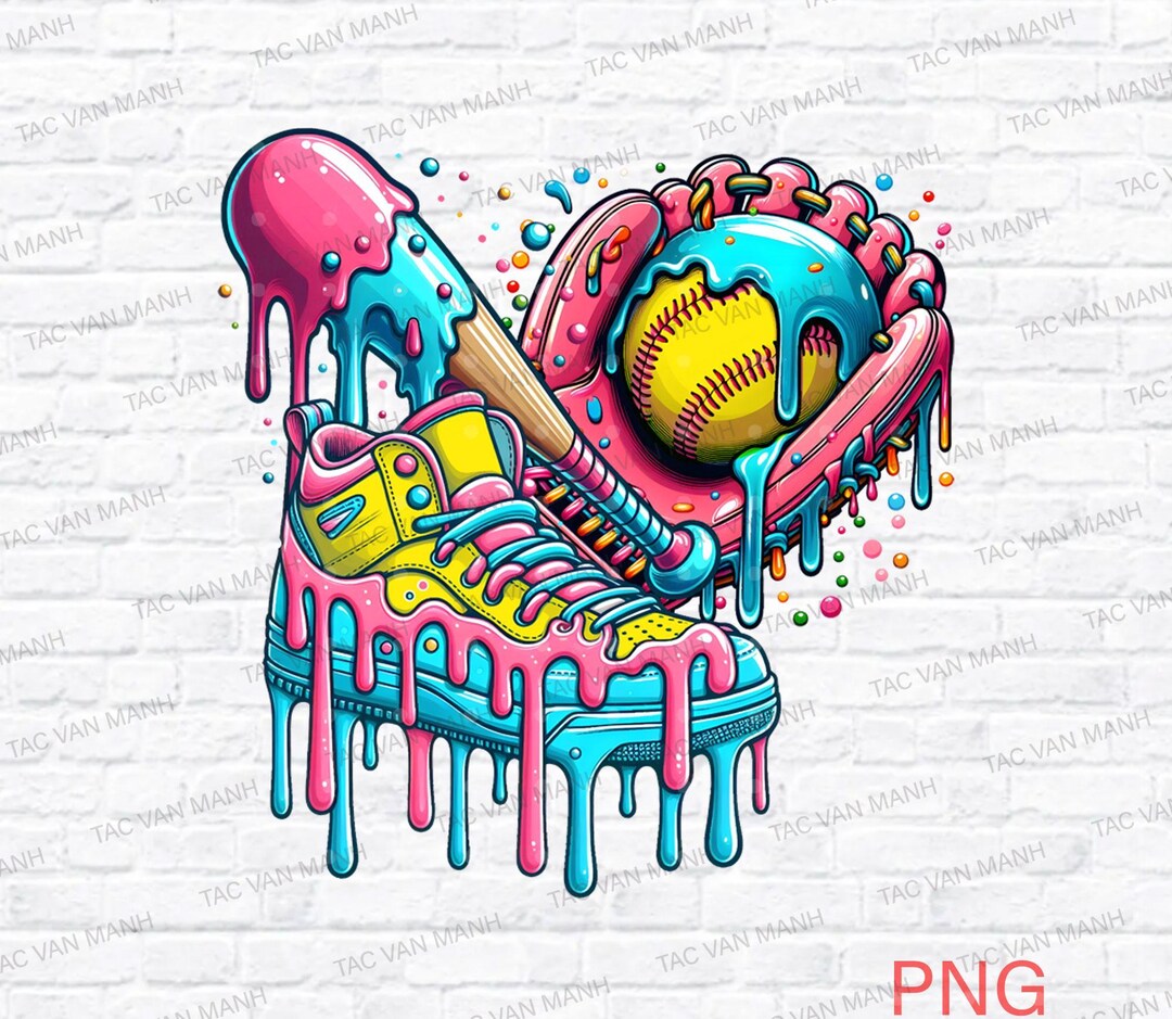 Softball Png, Softball Mama Drip Png, Softball Ice Cream Drip Png, Game ...