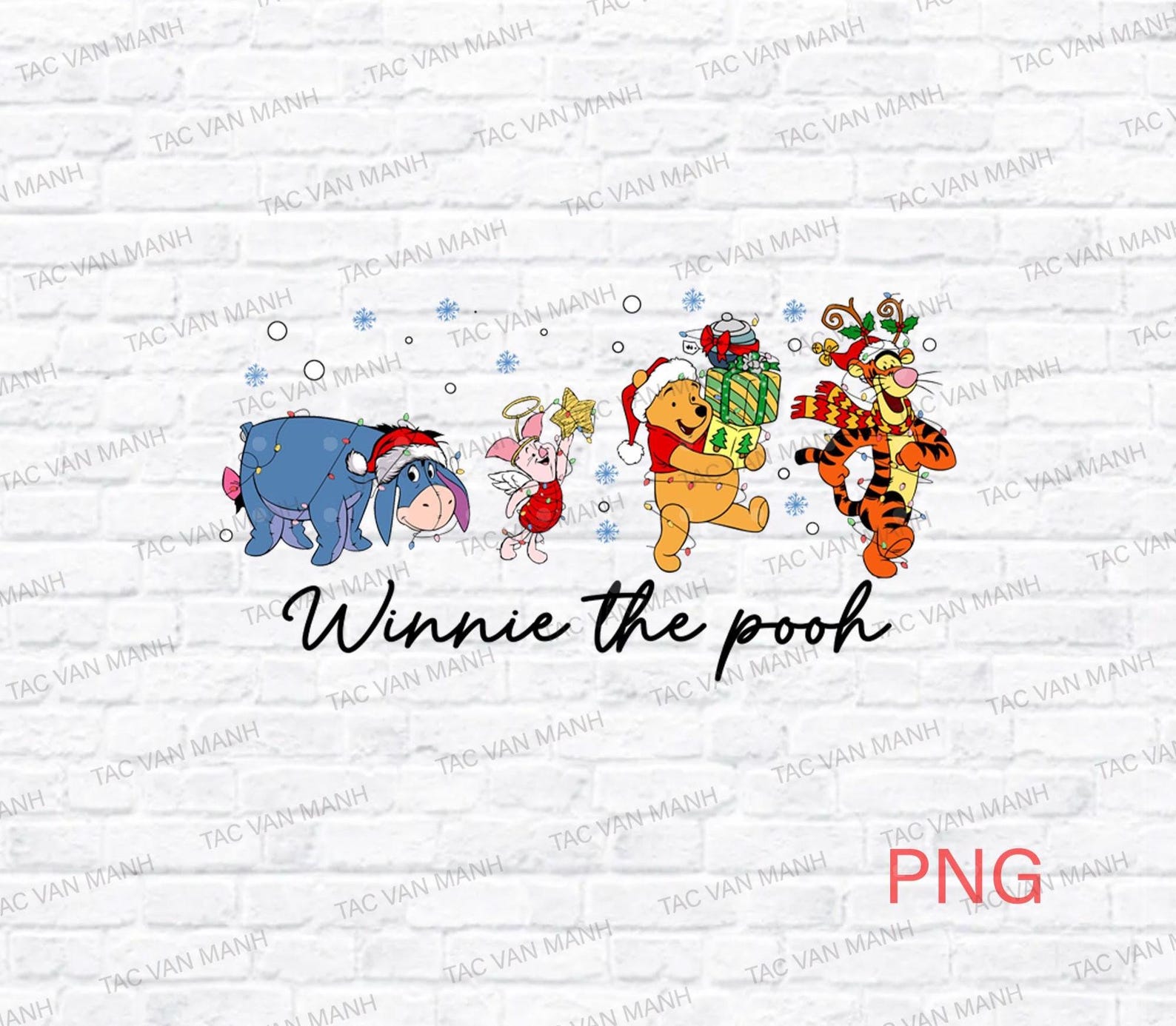 Winnie the Pooh Christmas Png, Cartoon Characters Christmas Digital ...