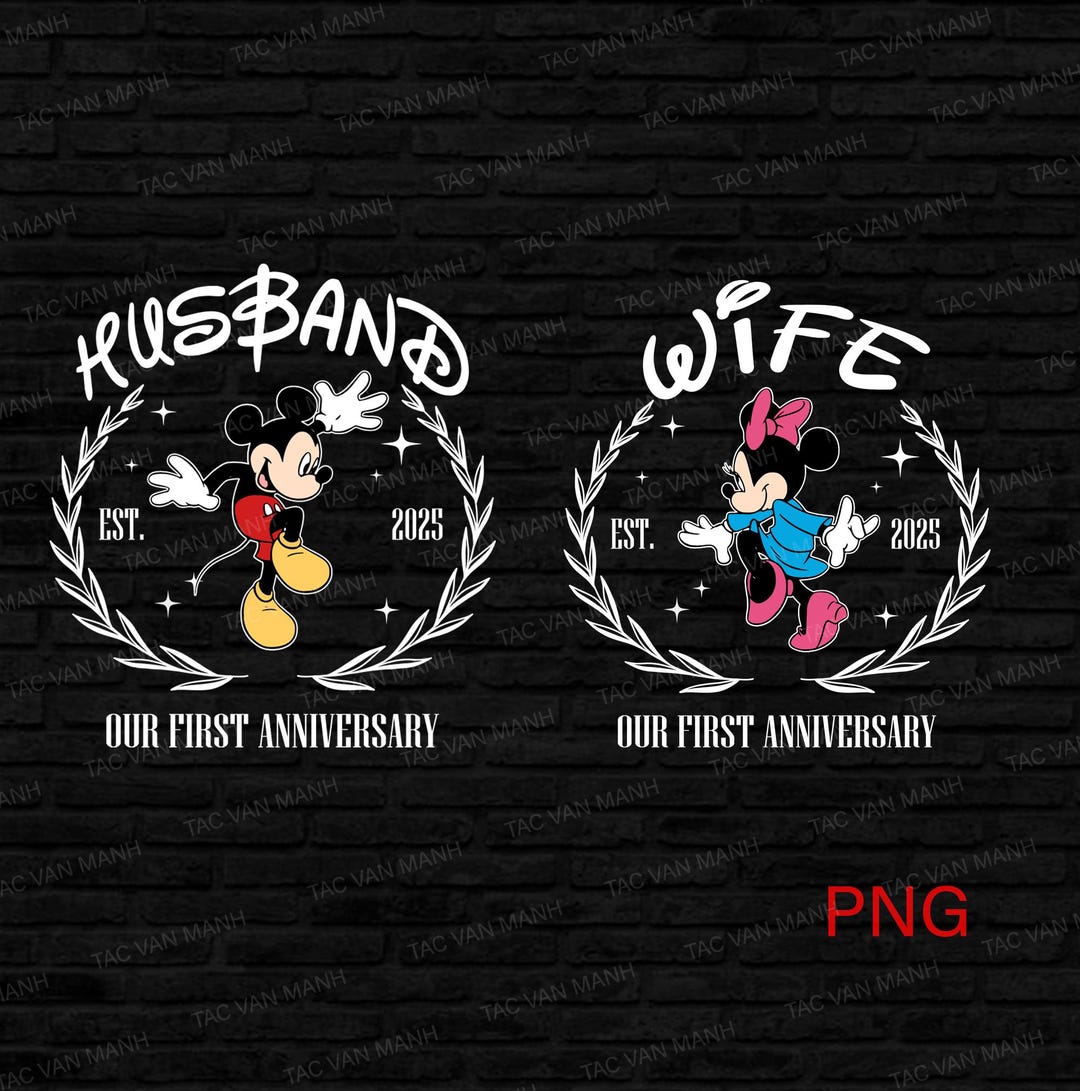 Disney Husband and Wife Png, Our First Anniversary, Couple Png, Just ...