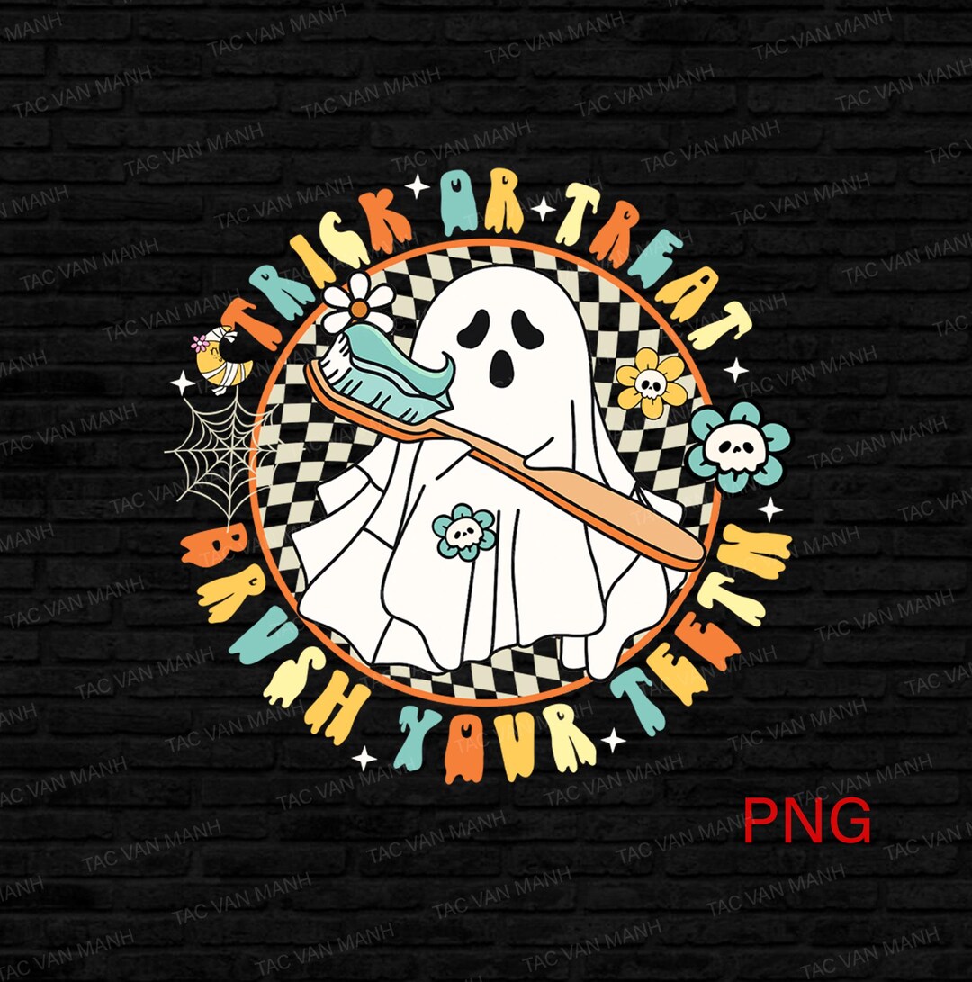 Trick or Treat Brush Your Teeth Png, Halloween Dentist Png, Retro ...