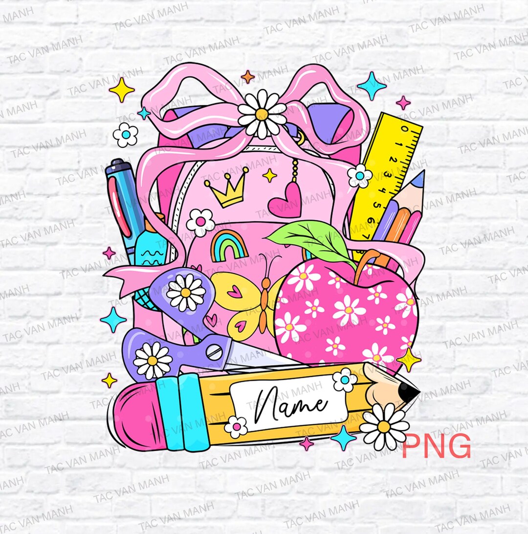Back to School Png, Coquette School Png, Preppy School Bow Png, Custom ...