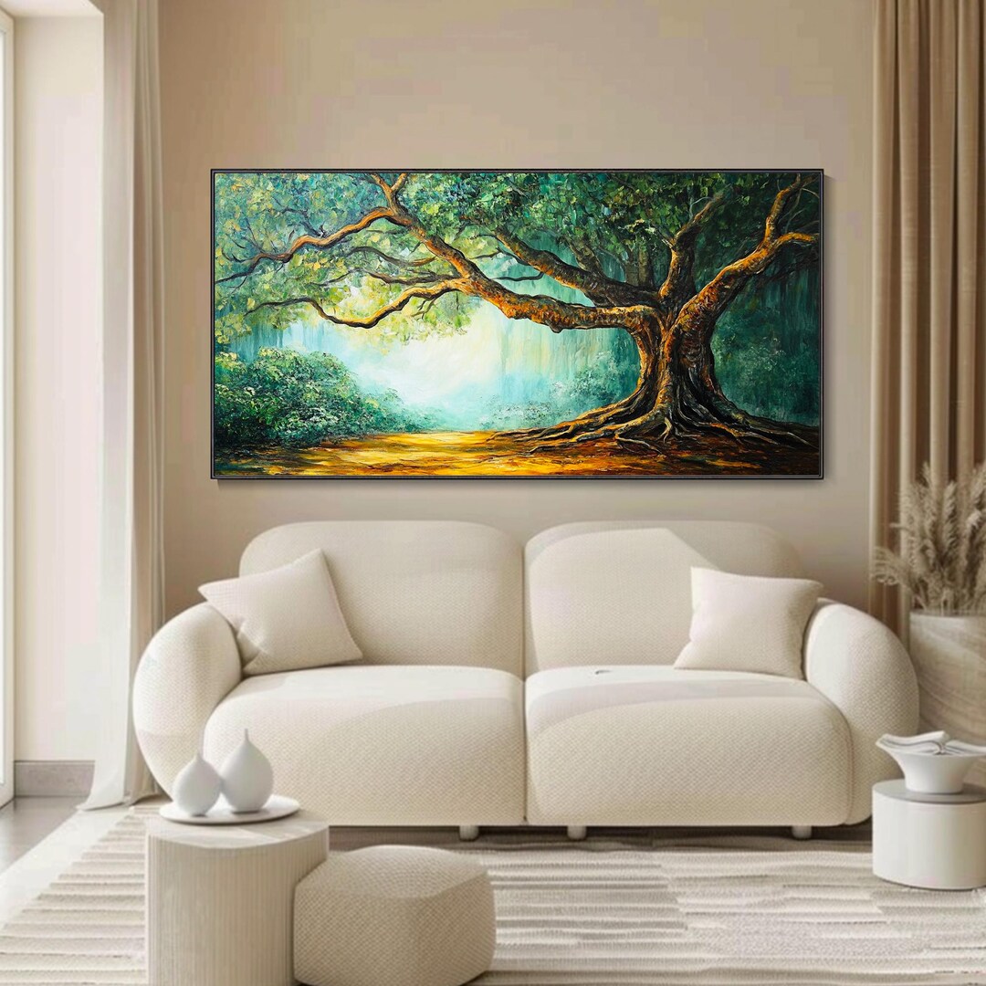 3D Summer Forest Landscape Wall Art Green Tree Texture Wall Art Lush ...