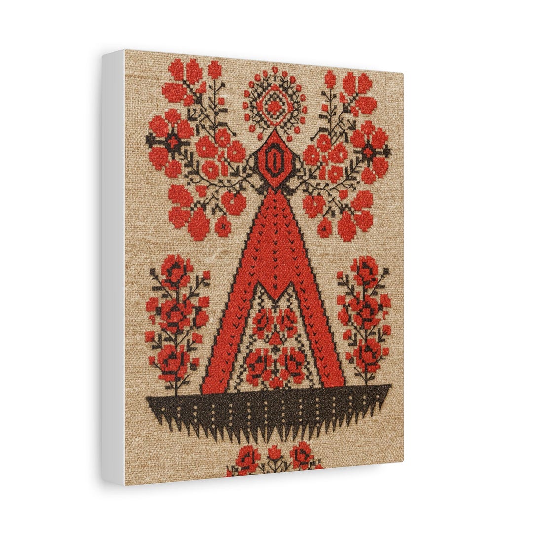 Berehynia Embroidery Wall Art - Red Black Ukrainian Folk Canvas, Slavic ...