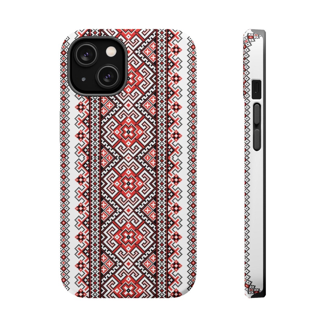 Traditional Ukrainian Red-black Pattern iPhone Case, Magnetic Impact ...