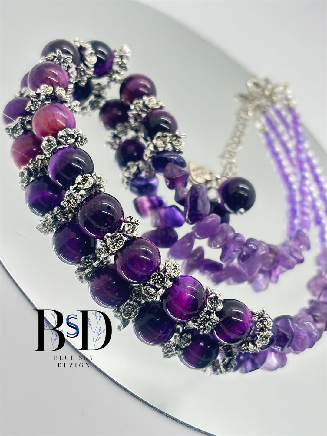 Amethyst Necklace for Women's Energy Protection. Original Art. Gift for ...