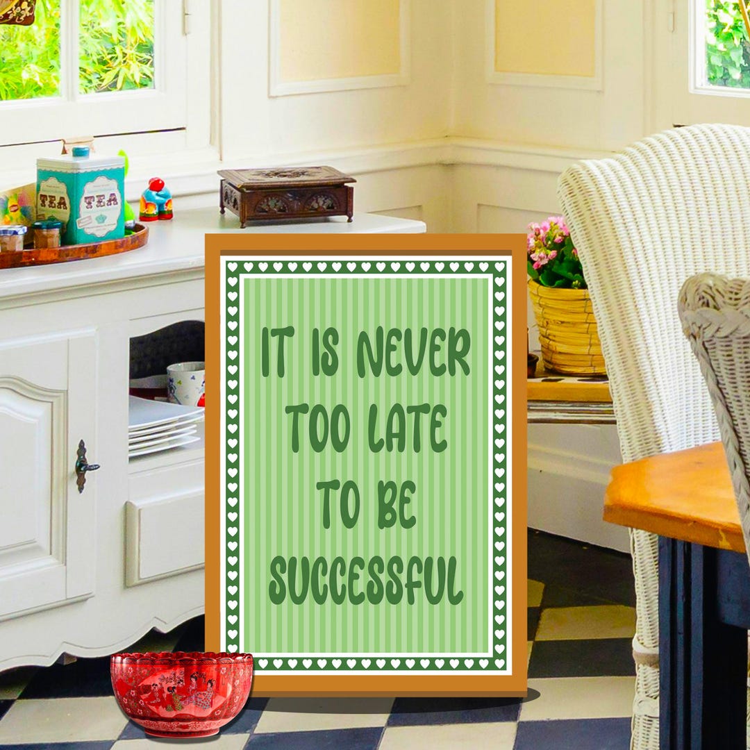 Motivational Wall Art It is Never Late Boy Bedroom Decor Student Room ...