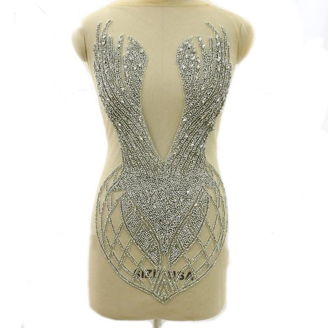 Silver/gold Super Sparkling Bodice Panel Rhinestone Beaded on Bodice ...