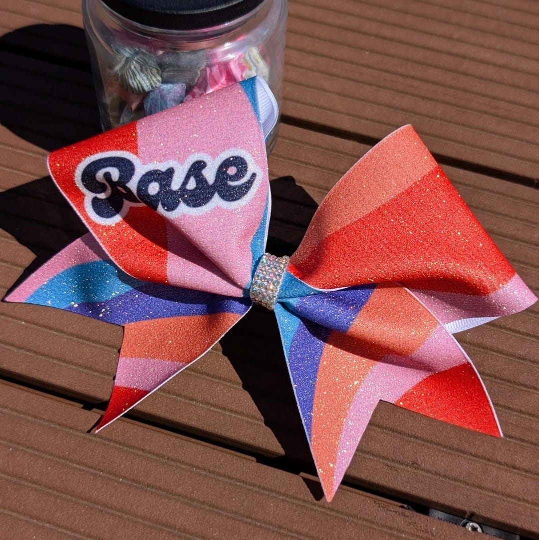 Base Glitter Retro Pattern Cheer Bow, Allstar Cheerleading Hair Bow - Etsy