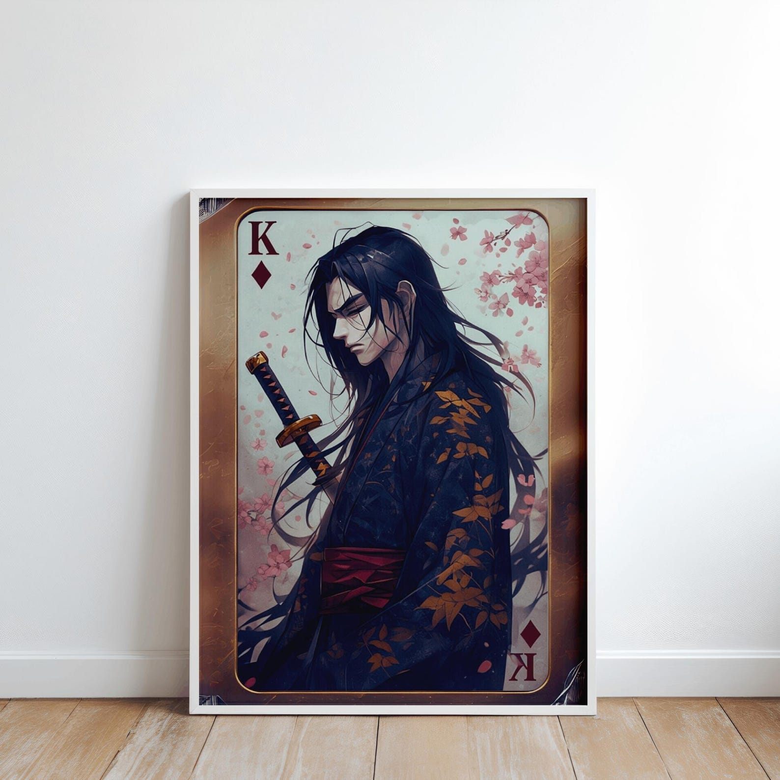 Gothic Samurai King of Diamonds, Japanese Art Print, Japandi Wall Art ...