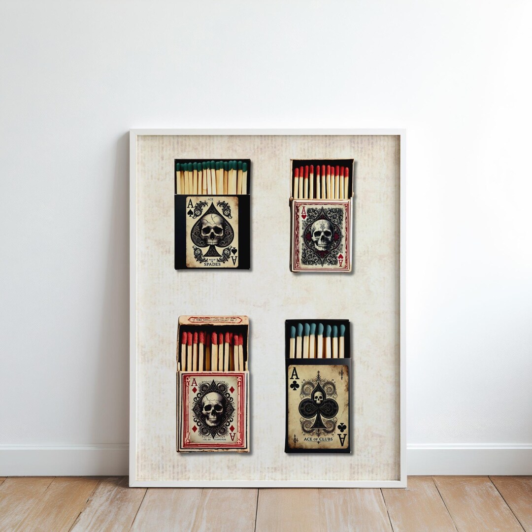Eerie Chic Dorm Display: Gothic Playing Card Matchbox Wall Art, Retro ...