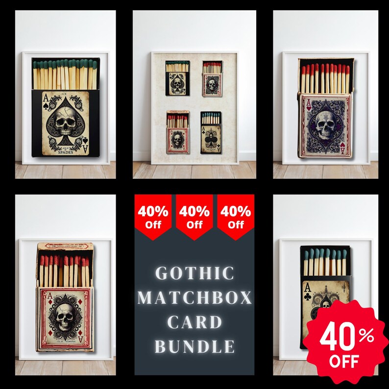 Gothic Matchbox Playing Card Bundle, Matchbox Printable Wall Art ...