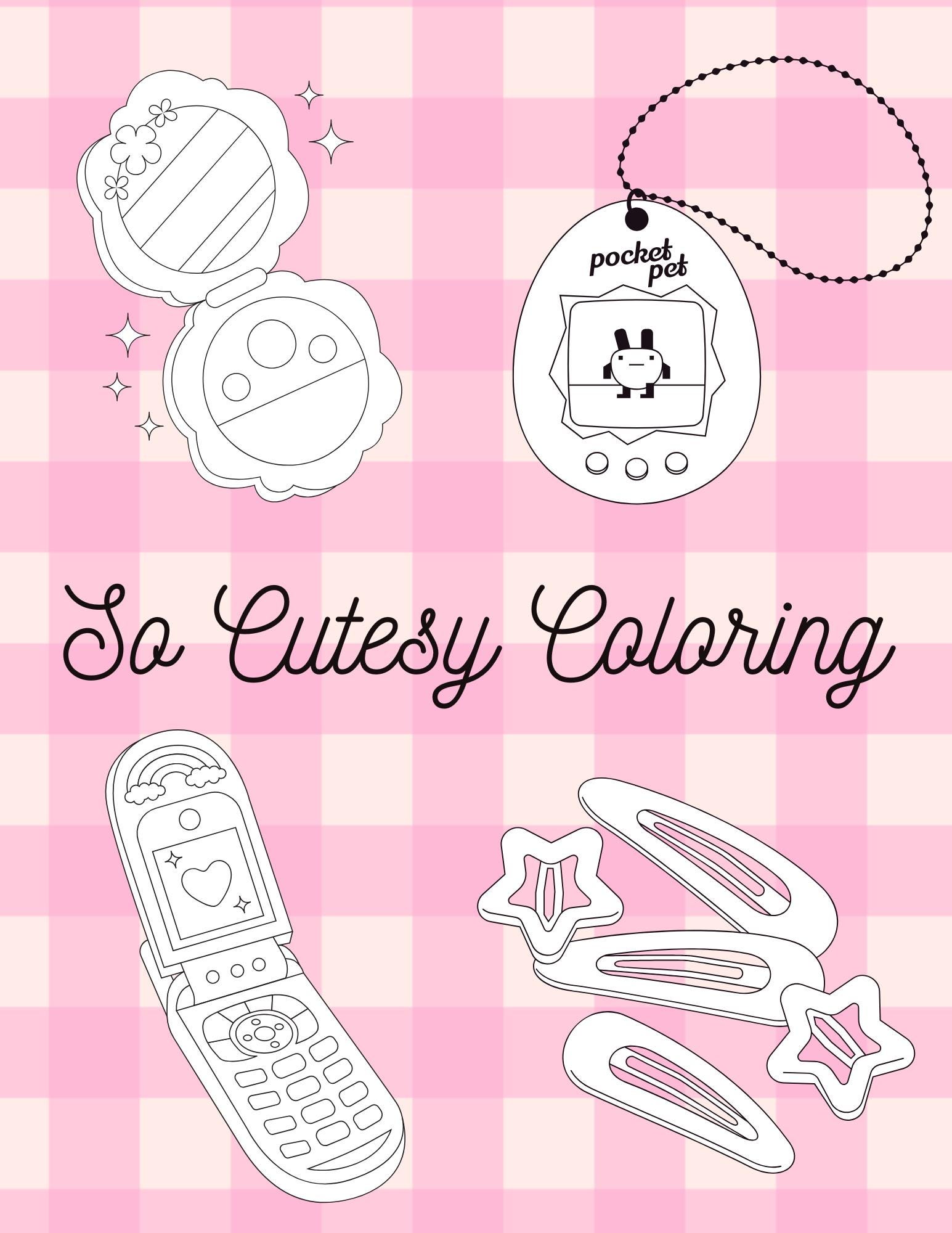 Y2k Inspired Digital Printable Coloring Page. Simple and Easy - Etsy