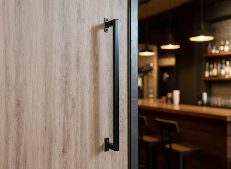 Black Bar Handle - Metal Door Pull / Grab Bar - for Doors, Barn Doors ...