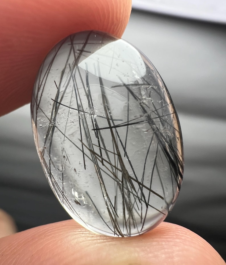 16 Ct Natural Rutilated Quartz Cabochon Cut From Pakistan Black Needle ...