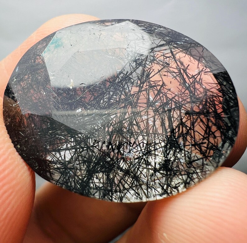 37 Ct Rare! Rutilated Quartz Oval Cut Gemstone From Pakistan Black ...