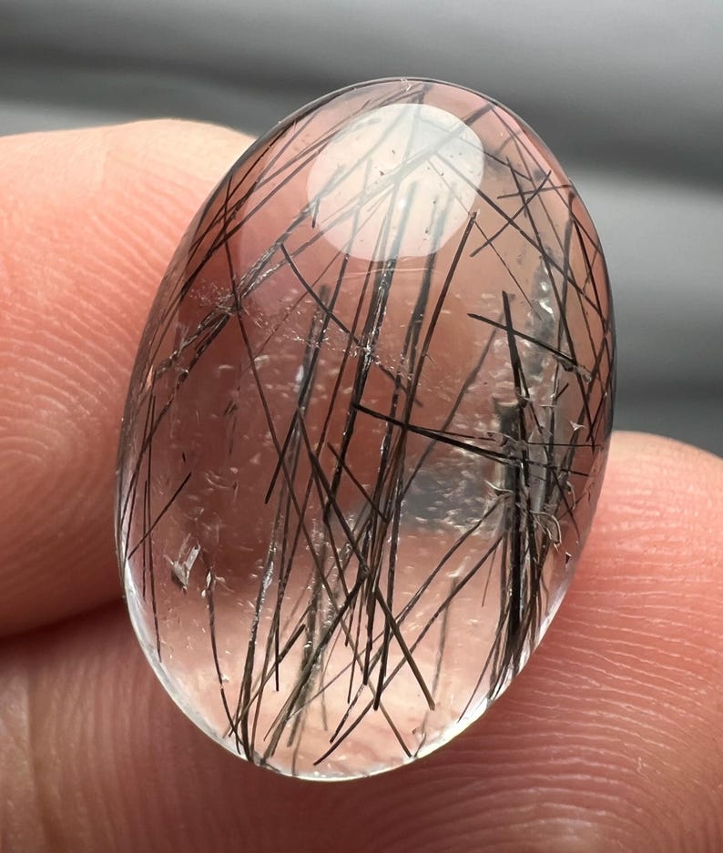 16 Ct Natural Rutilated Quartz Cabochon Cut From Pakistan Black Needle ...