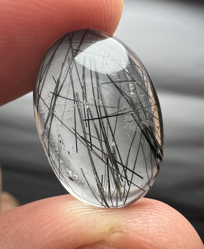 16 Ct Natural Rutilated Quartz Cabochon Cut From Pakistan Black Needle ...