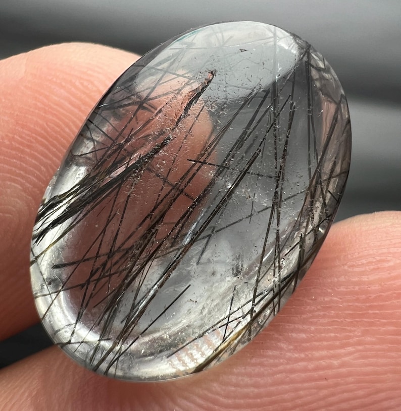 16 Ct Natural Rutilated Quartz Cabochon Cut From Pakistan Black Needle ...