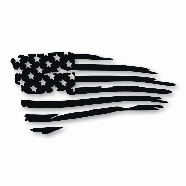 American Flag Tattered USA - Vinyl Decal Sticker - CHOOSE Size & Color ...