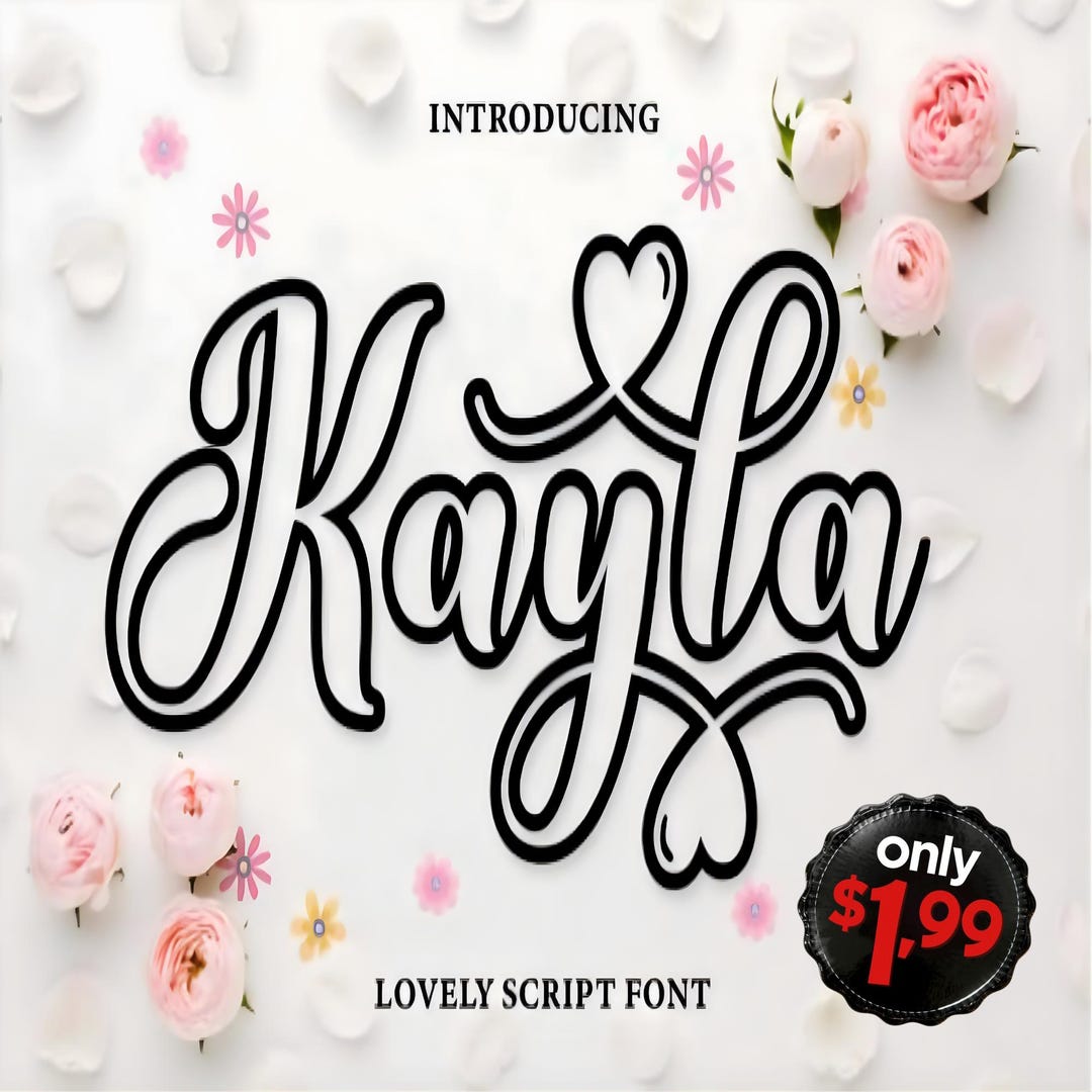 Kayla Outline Font. Lovely Script Font - Etsy