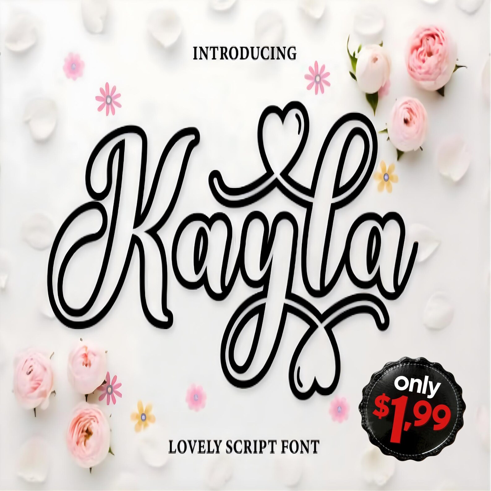Kayla Outline Font. Lovely Script Font - Etsy