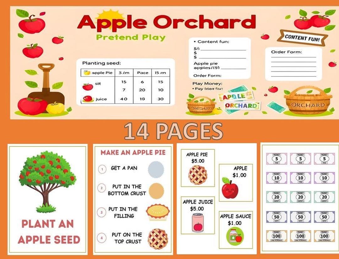 Apple Orchard Pretend Play Printable for Kids | Fall Dramatic Play ...