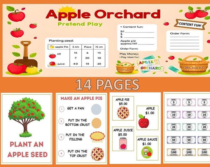 Apple Orchard Pretend Play Printables, Kids Pretend Play Set, Printable ...